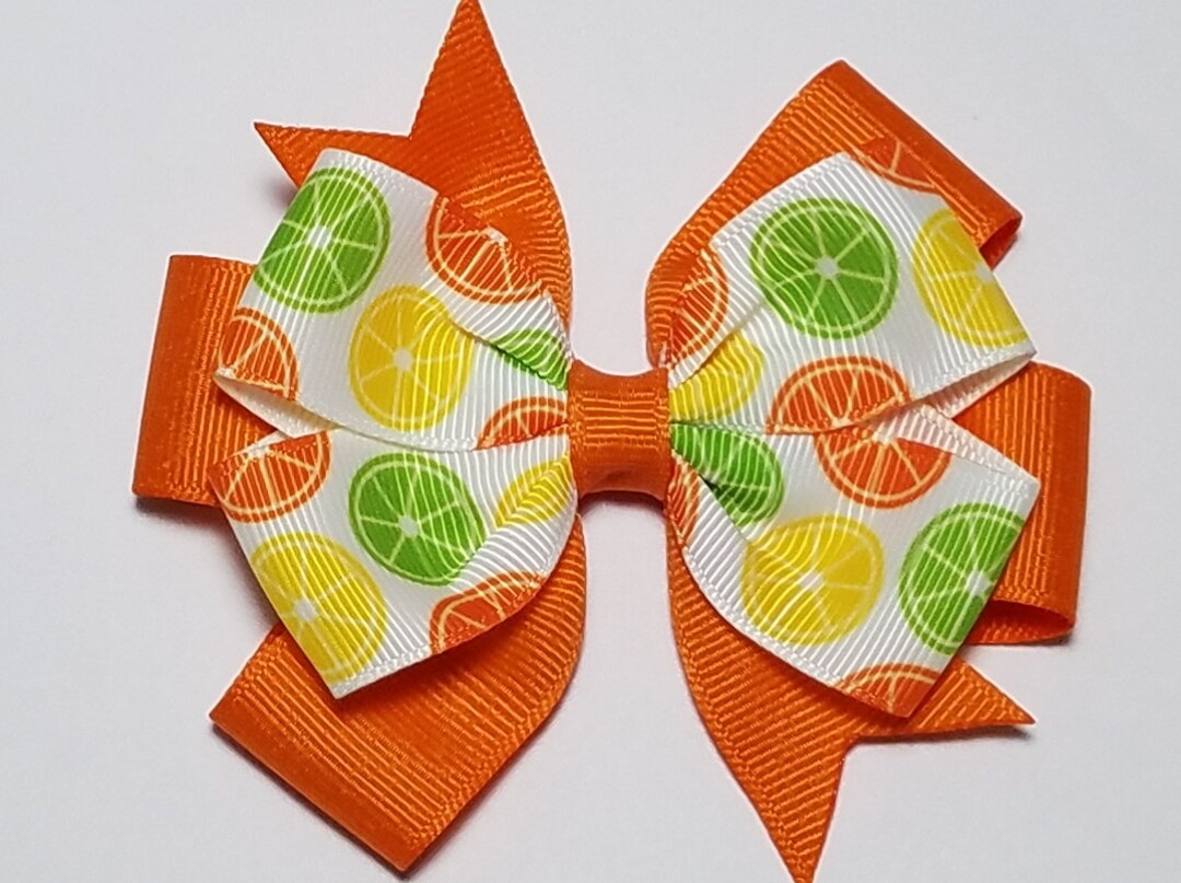 3.5 Citrus Fruit Hair Bow you Choose Solid Bow Color - Etsy