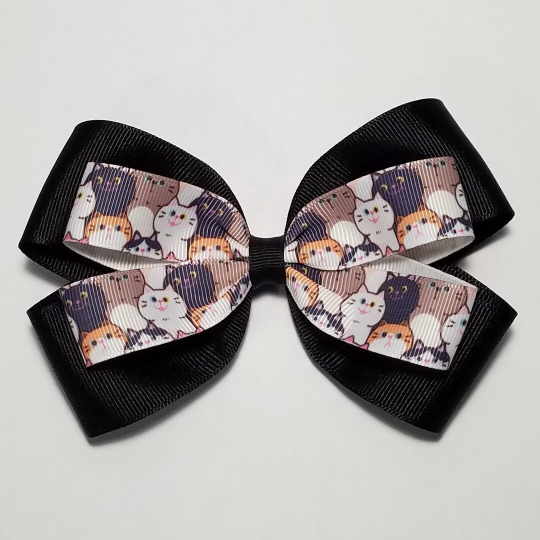 5" Kitty Cat Hair Bow *you Choose Solid Bow Color* - Etsy