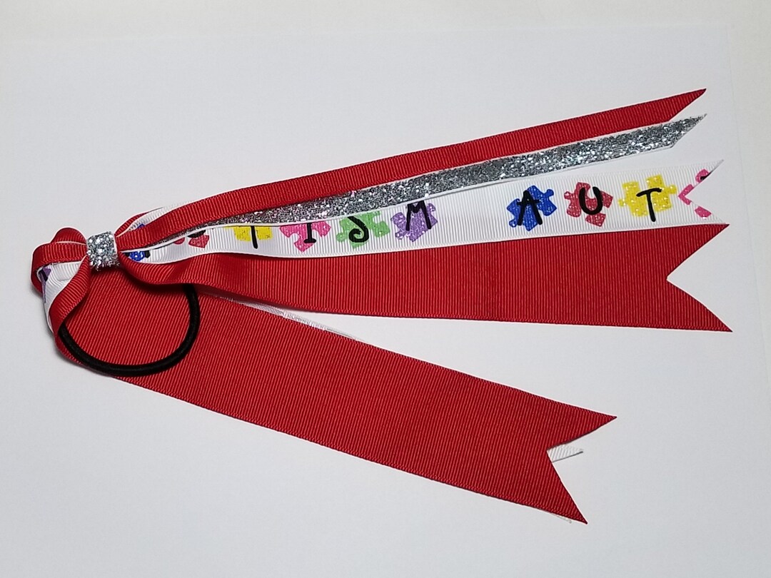 Autism Awareness Ponytail Streamer *you Choose Solid Ribbon Color ...