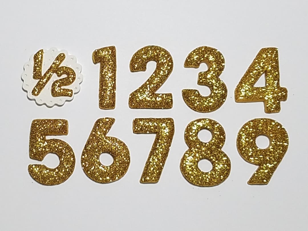 Gold Glitter Birthday Number- Clay Glitter Number Hairbow Center- NOT ...