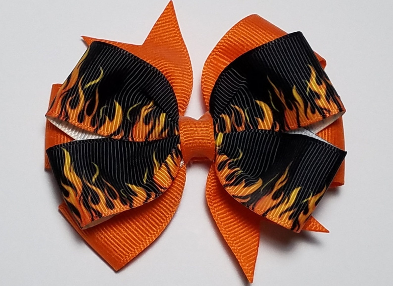 3.5 Fire Flames Hair Bow you Choose Solid Bow Color - Etsy