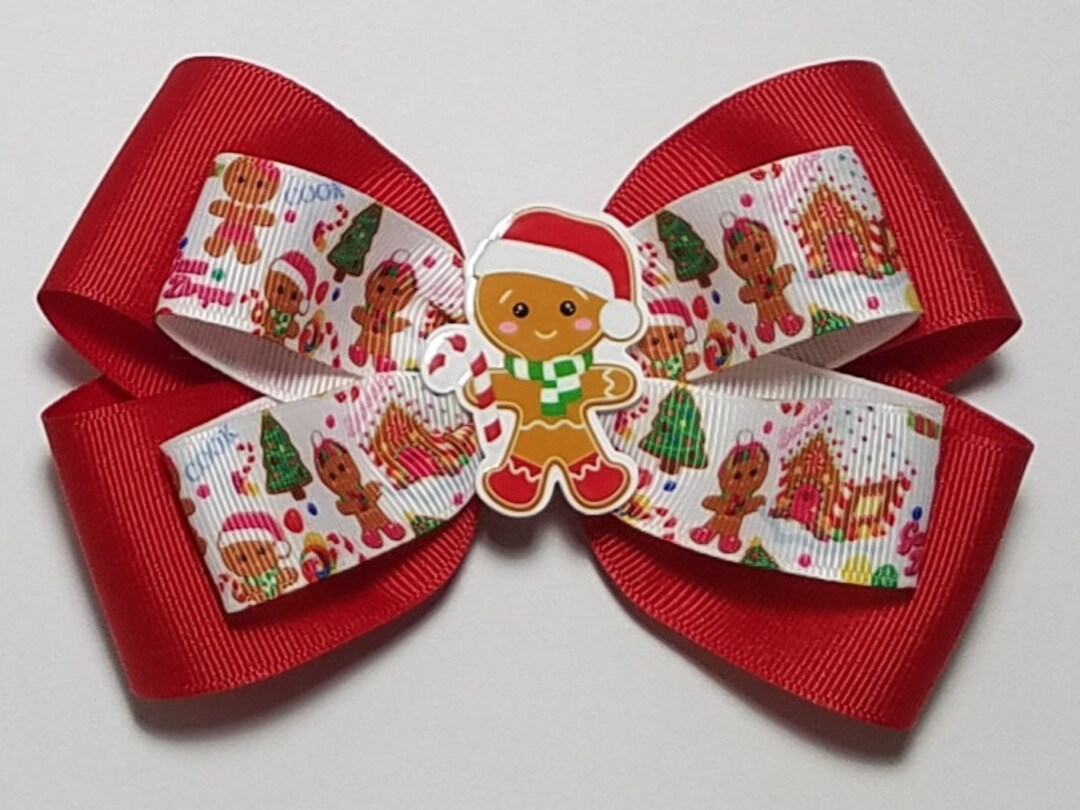 5" Gingerbread Man Hair Bow *you Choose Solid Bow Color* - Etsy