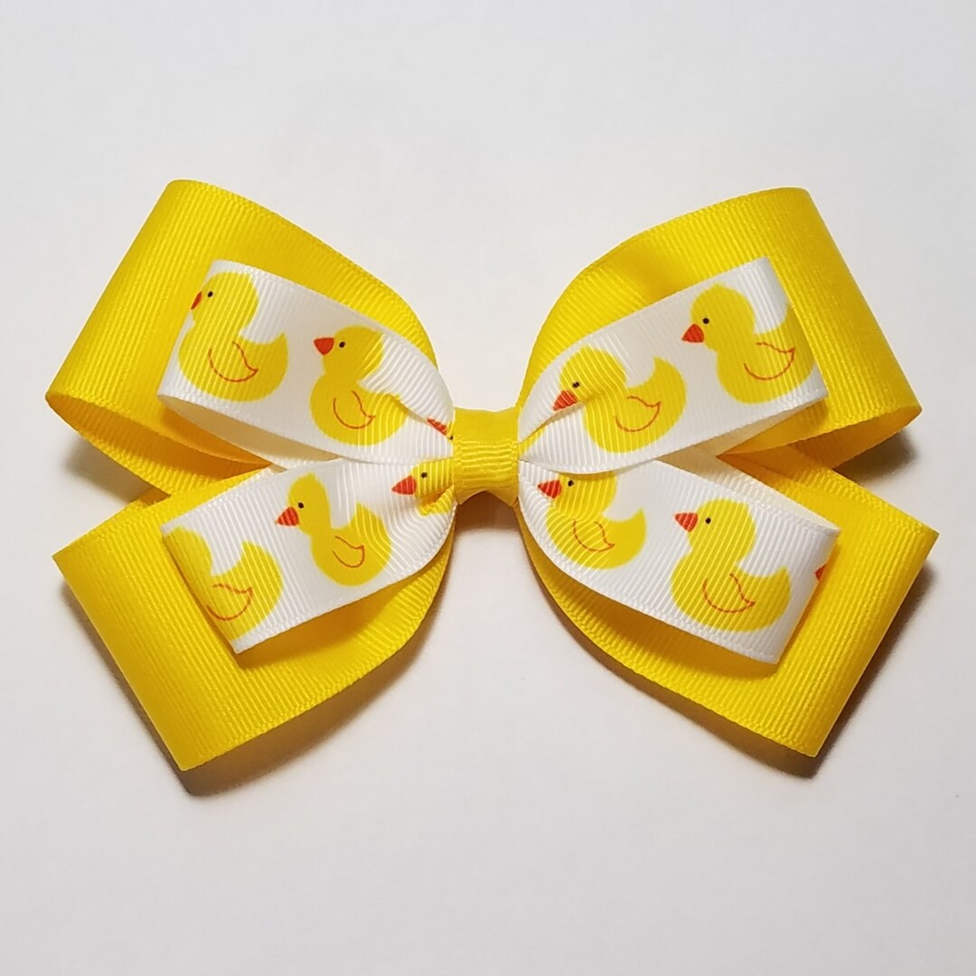 5 Rubber Duck Hair Bow you Choose Solid Bow Color - Etsy