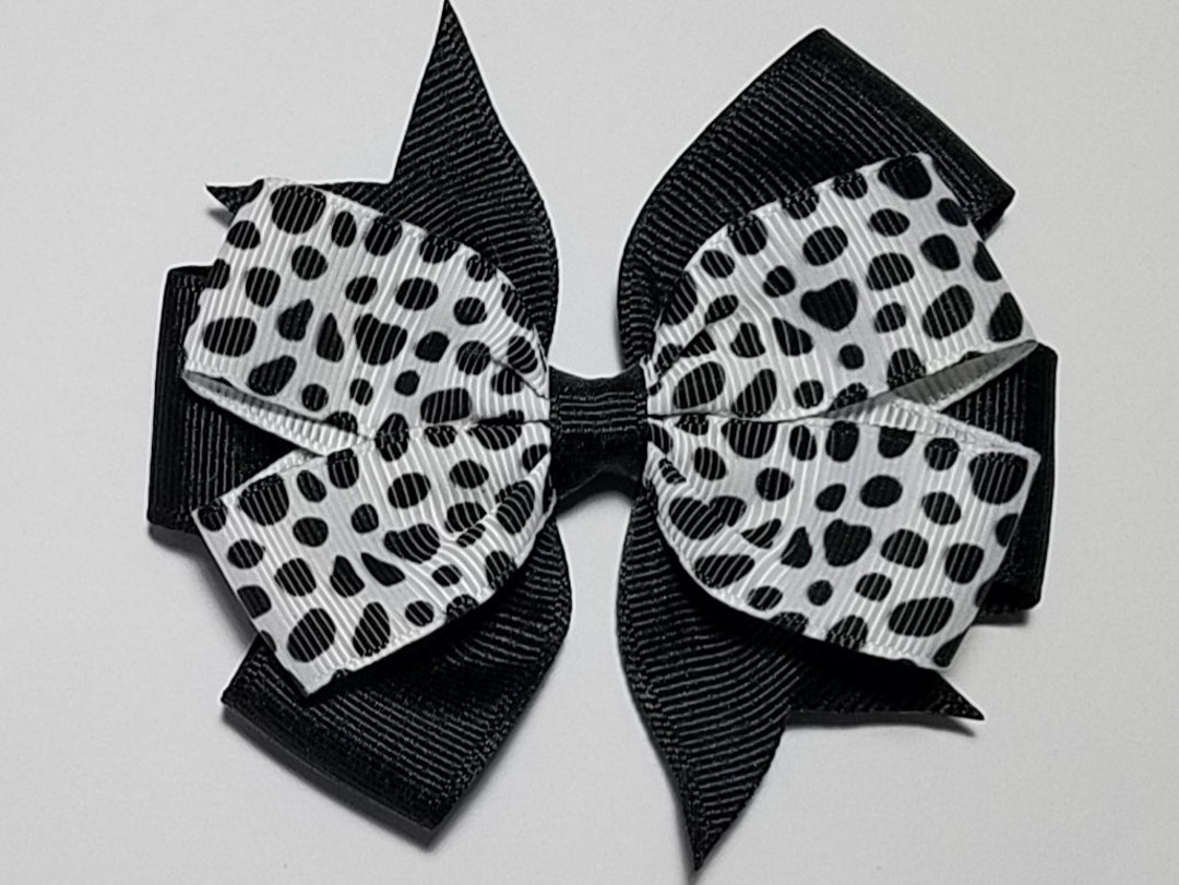 3.5" Dalmatian Print Hair Bow *you Choose Solid Bow Color* - Etsy