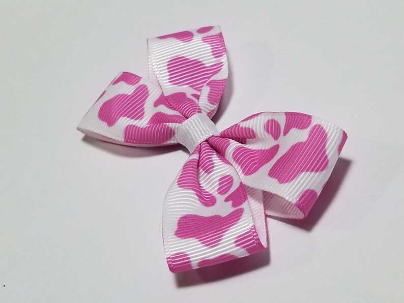 3" Pink Cow Print Hair Bow - Etsy