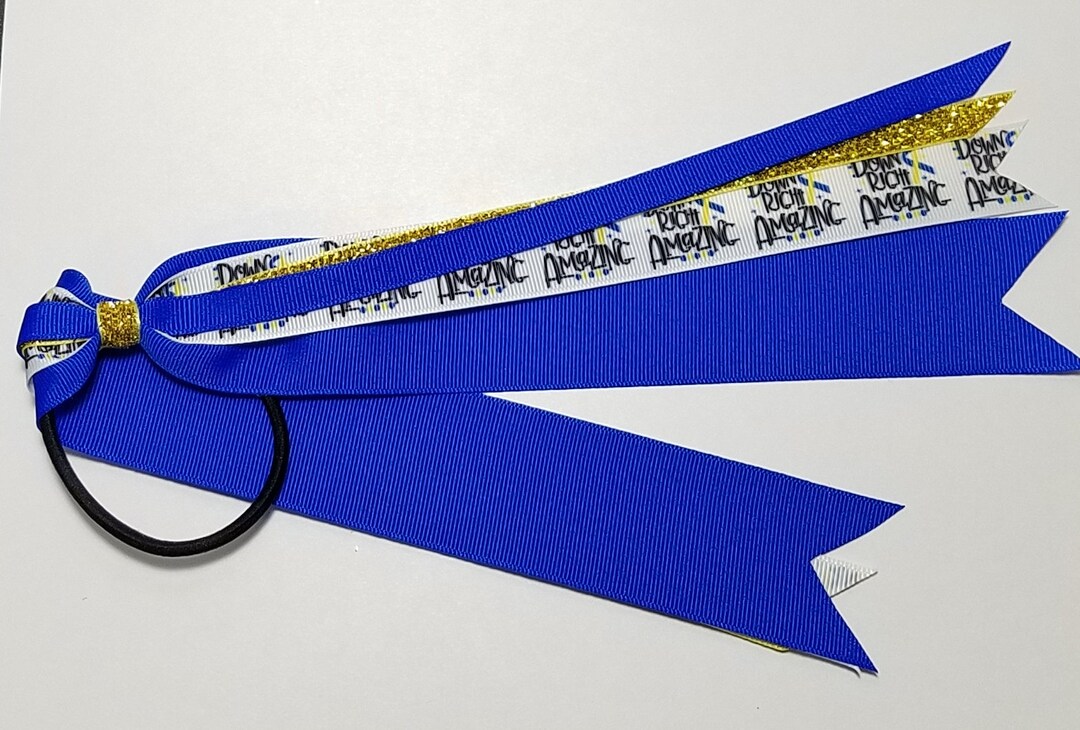 Down Syndrome Yellow Blue Awareness Ribbon Ponytail Streamer - Etsy