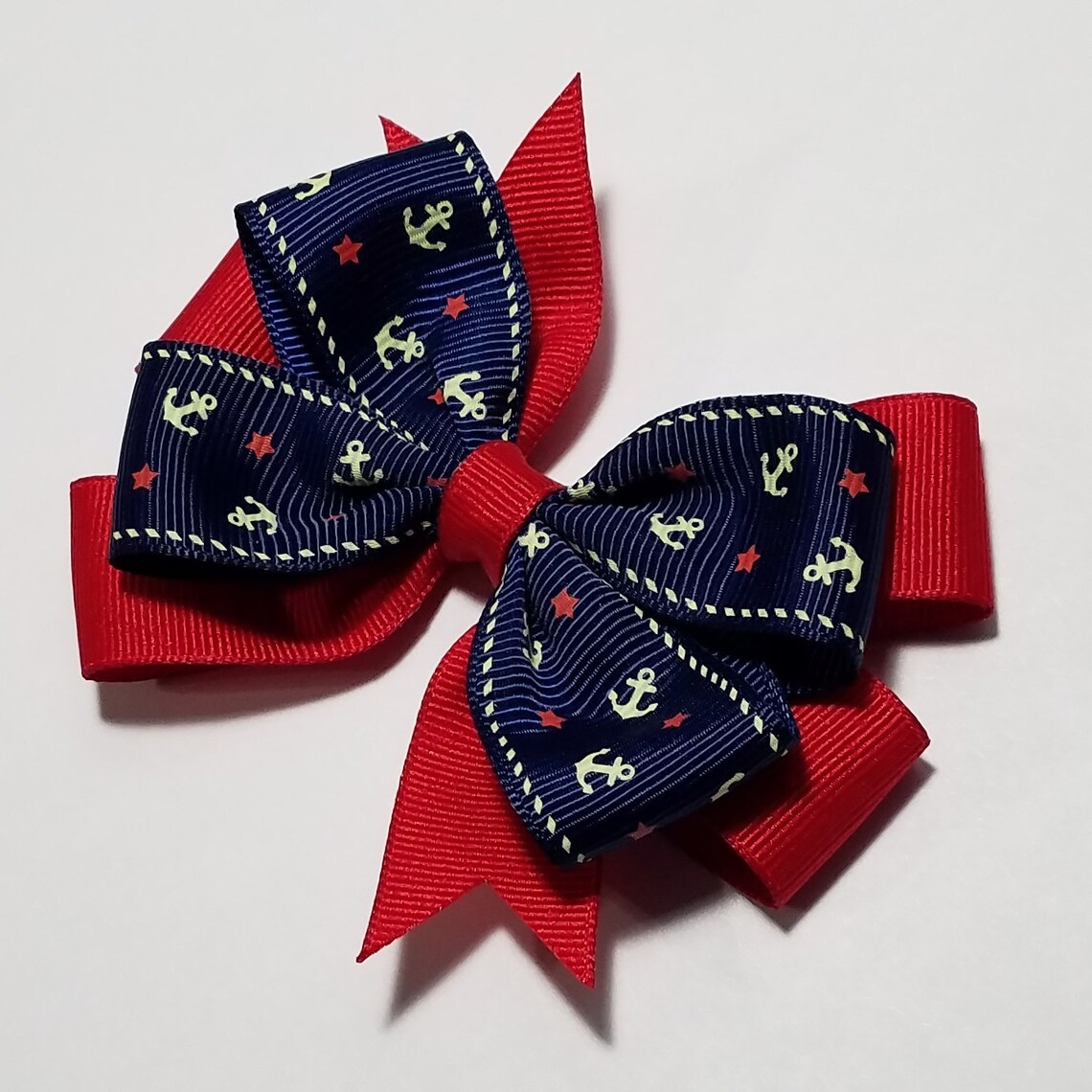 3.5" Anchor Nautical Hair Bow *you Choose Solid Bow Color* - Etsy