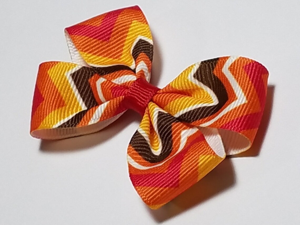 3" Fall Chevron Hair Bow - Etsy