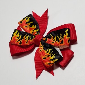 3.5" Fire Flames Hair Bow *you Choose Solid Bow Color* - Etsy