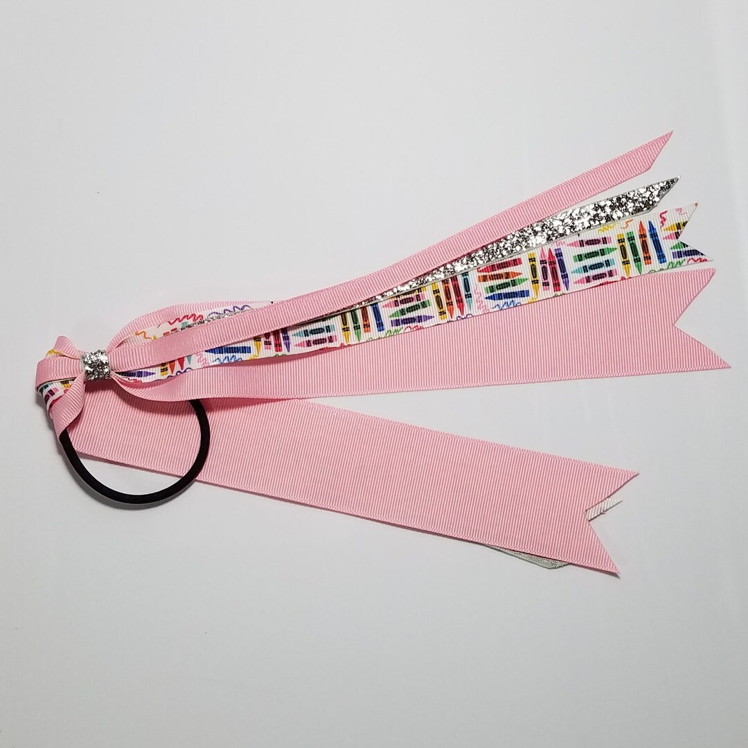 Crayon Ponytail Streamer *you Choose Solid Ribbon Color- Glitter Color ...
