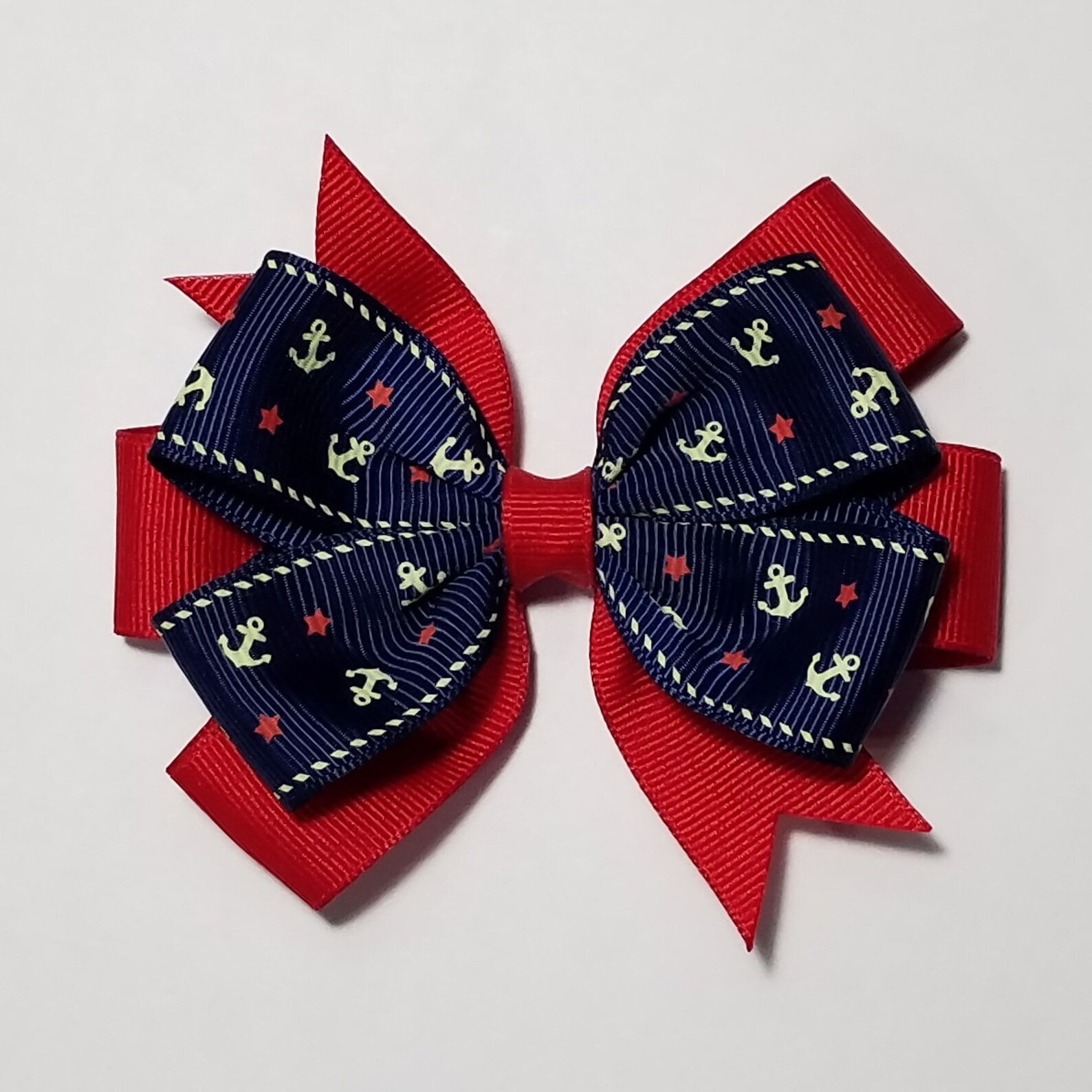 3.5" Anchor Nautical Hair Bow *you Choose Solid Bow Color* - Etsy