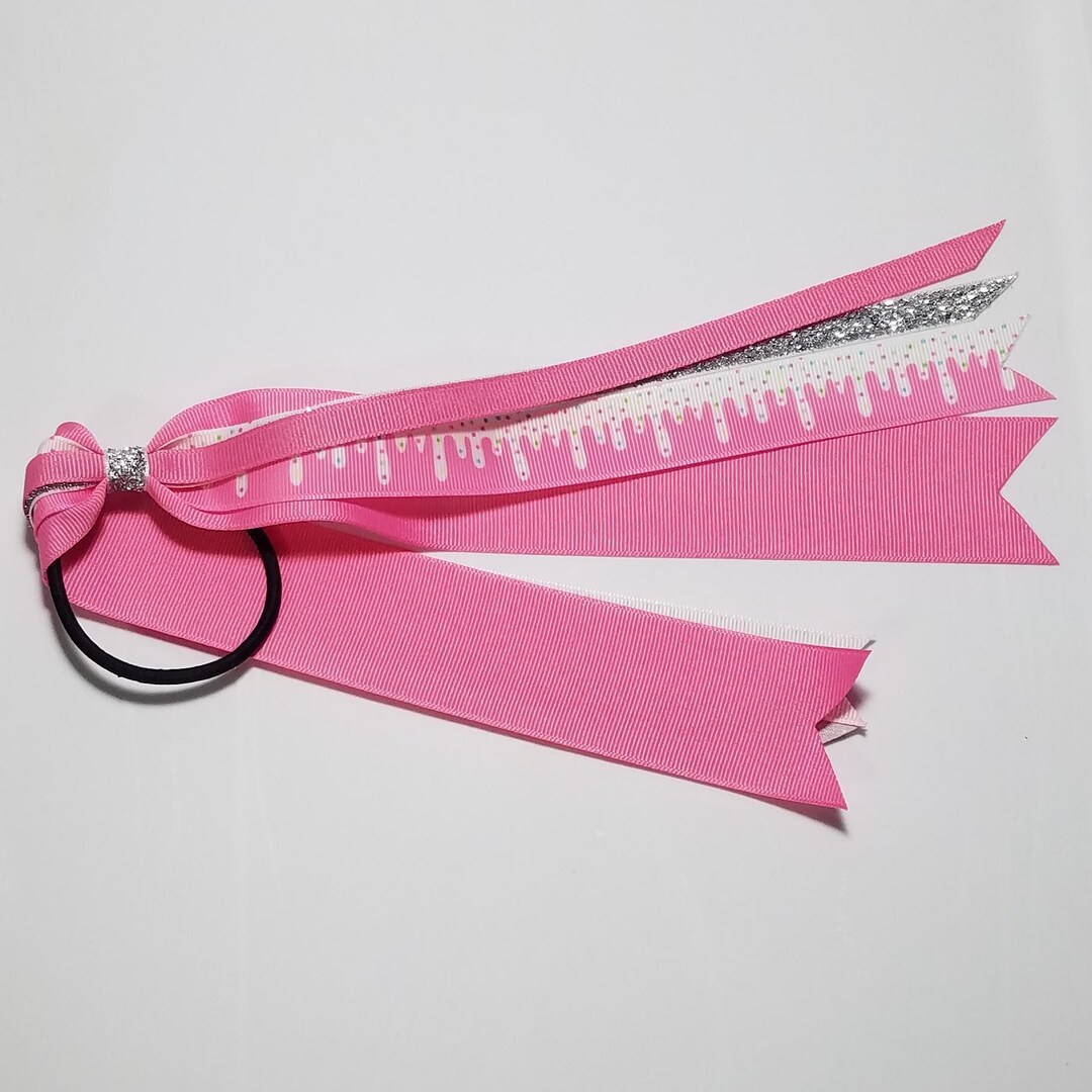 Ice Cream Sprinkles Ponytail Streamer *you Choose Solid Ribbon Color ...