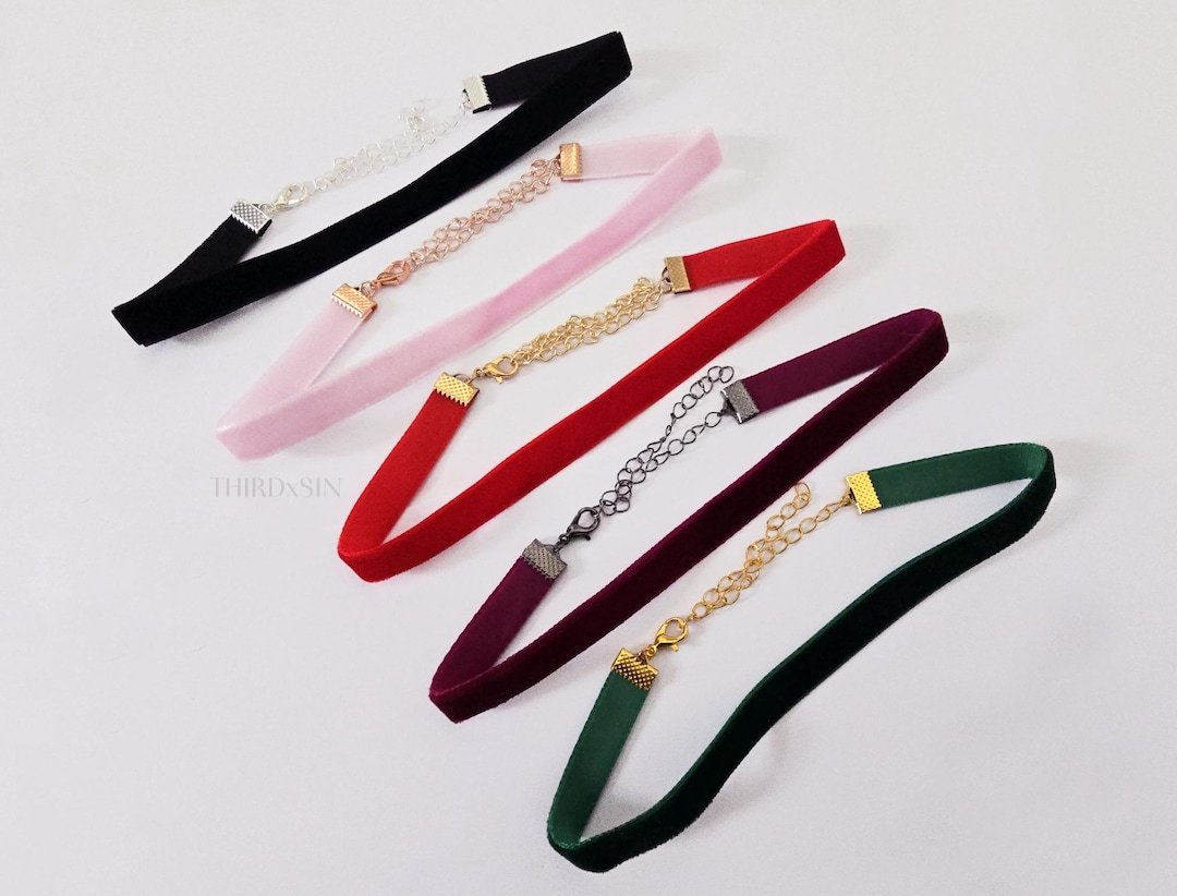 Thin Velvet Choker, Adjustable Velour Necklace, Custom Jewellery for ...