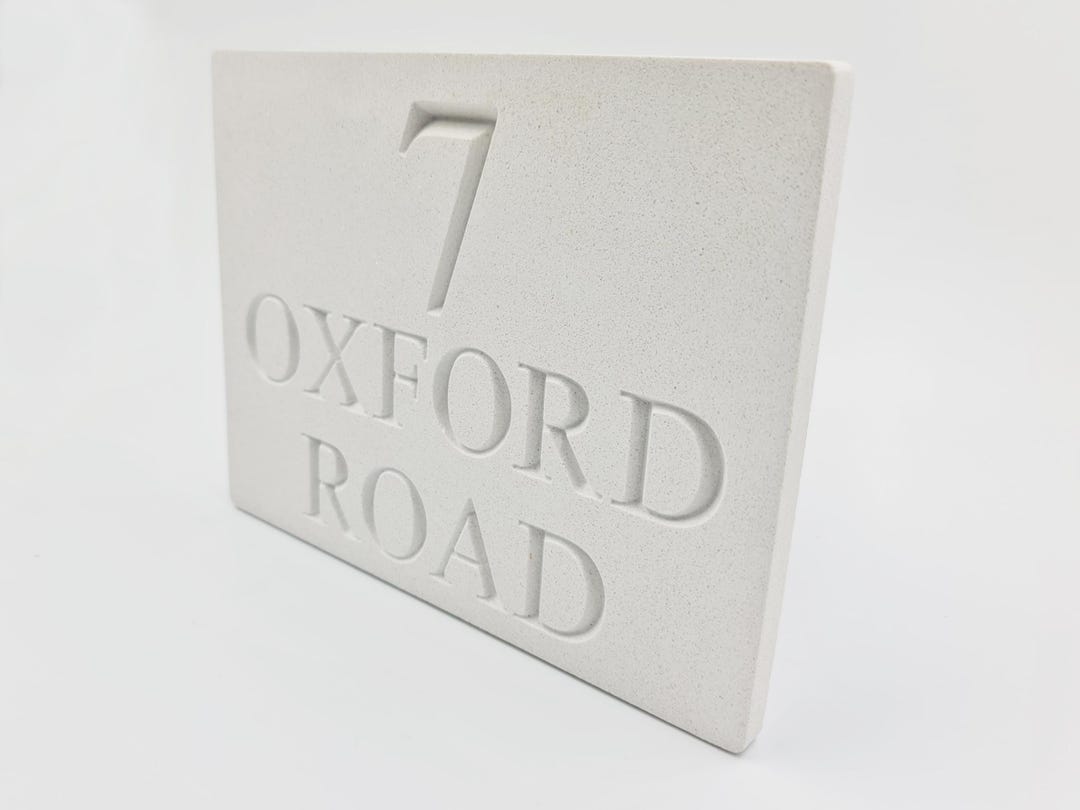 White Marble Stone House Sign Large 20 X 15 Cm Modern Floating ...