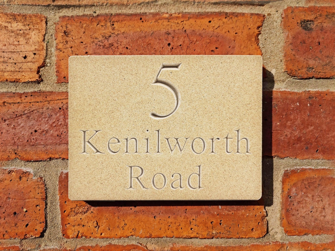 Yellow Sandstone House Sign | Jesmonite Personalised Custom Number Name ...