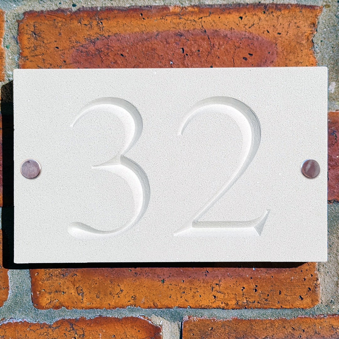 White Marble Stone House Sign 23 X 15cm Jesmonite Finish Rectangle ...