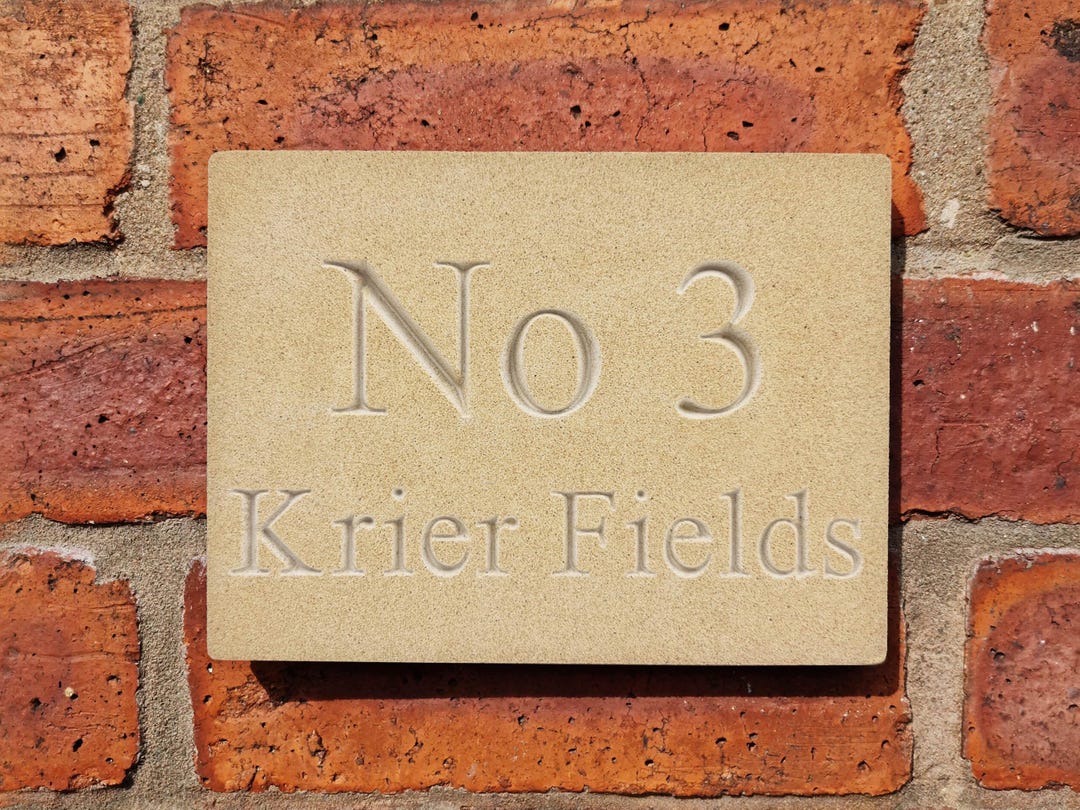 Yellow Sandstone House Sign | Personalised Custom Number Name Engraved ...