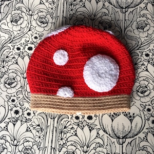 Toadstool Childrens Hat, Crocheted in Soft Wool. Classic Red With White ...