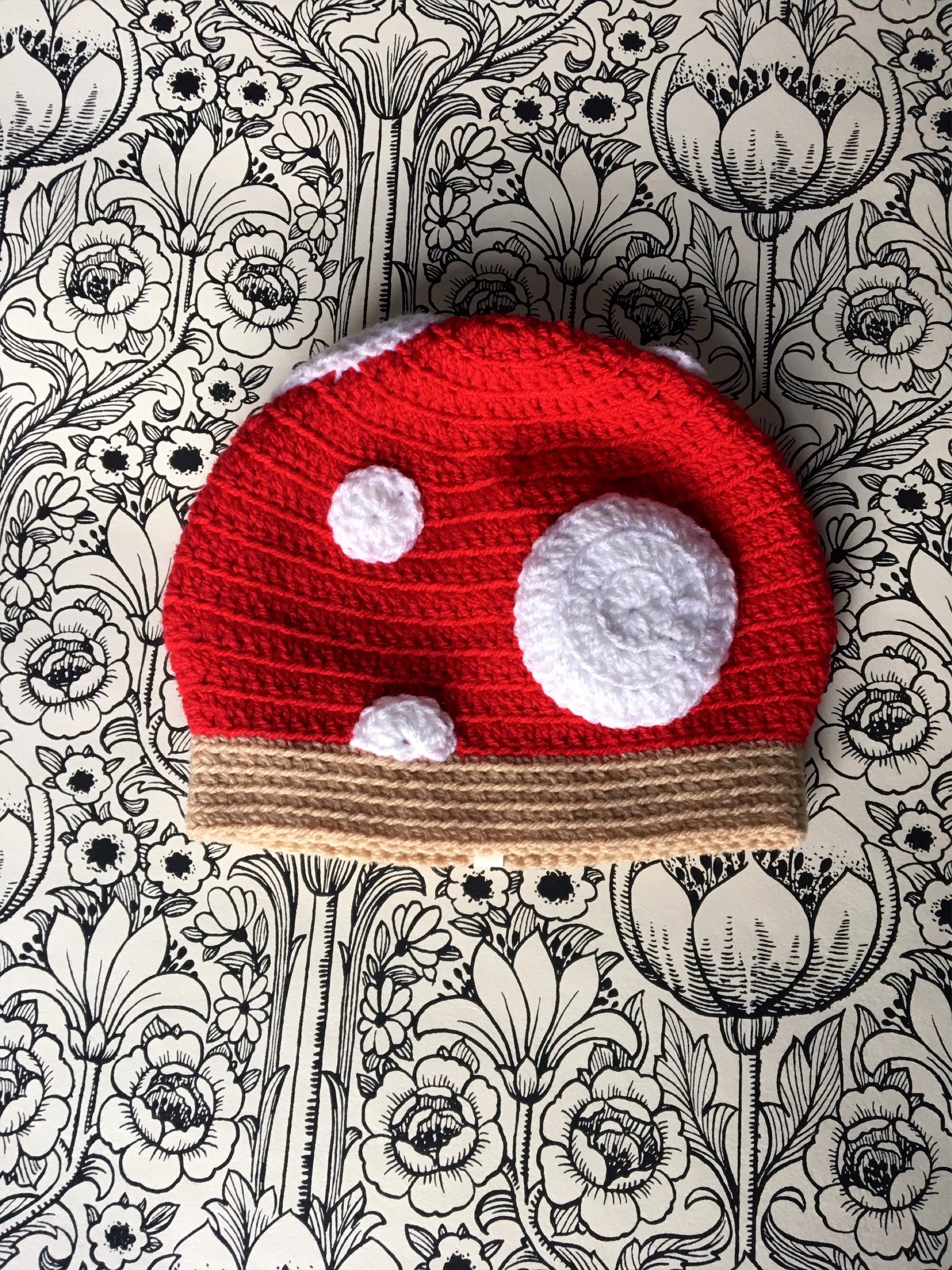 Toadstool childrens hat crocheted in soft wool. Classic red | Etsy