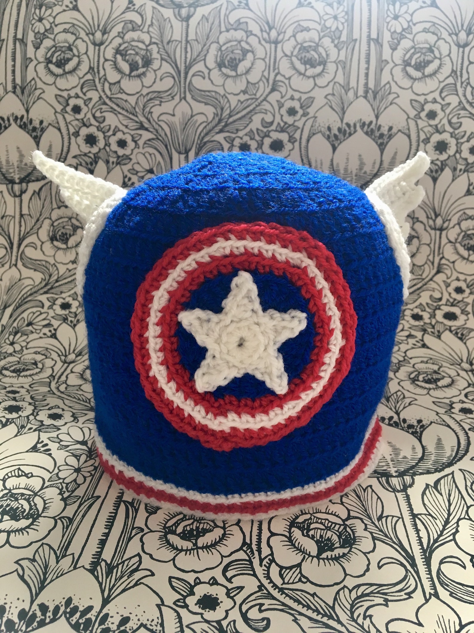 Captain America hat Crocheted hat in the style of the Marvel | Etsy
