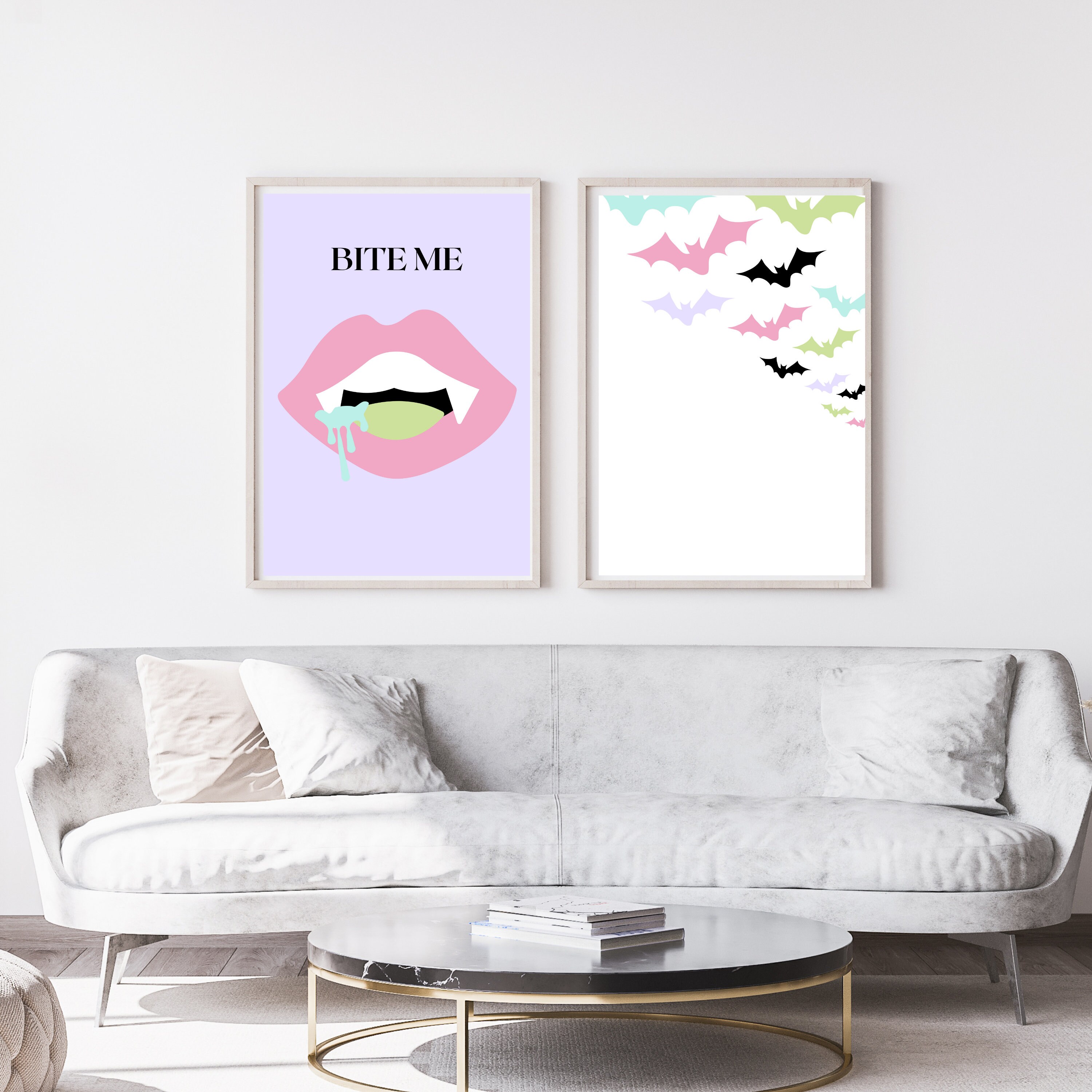 Pastel Goth Halloween Print Bundle, DIGITAL SET, Colorful Spooky Print ...