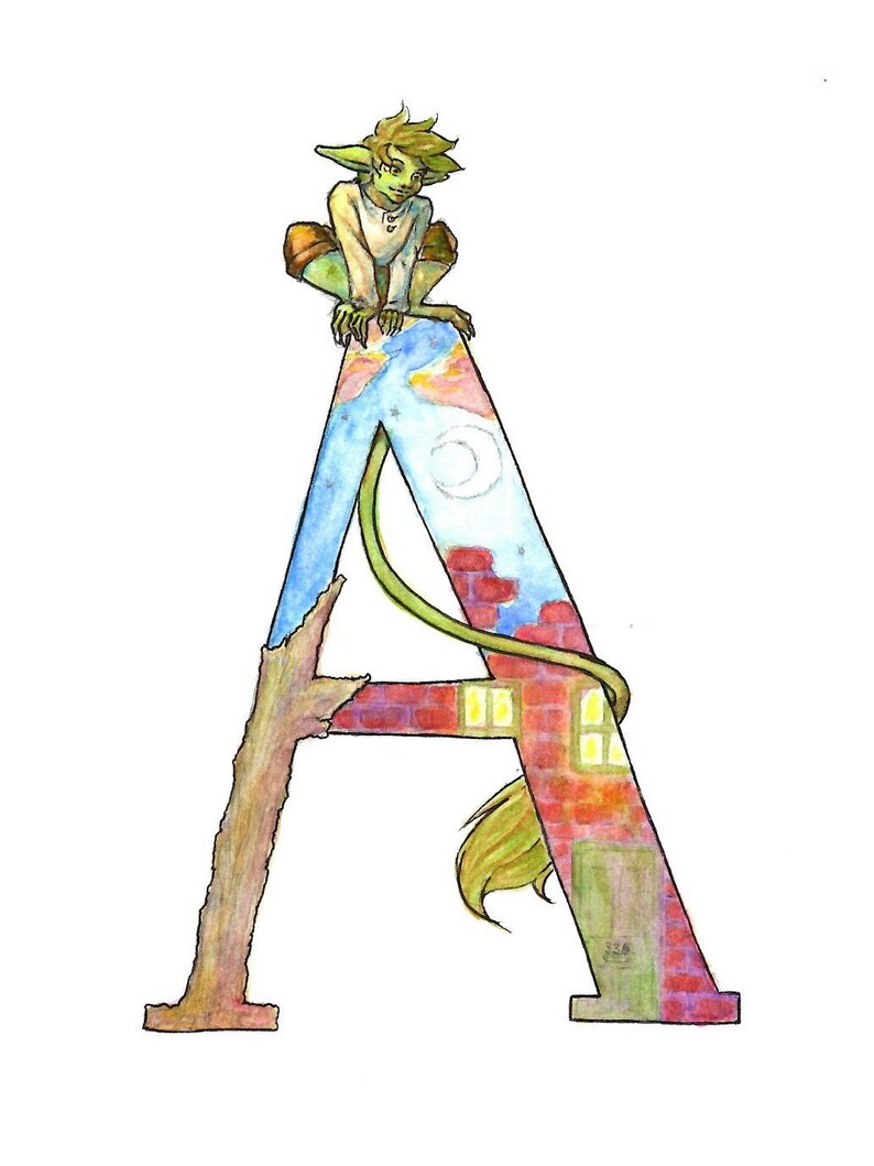 Letter A, Fantasy Alphabet Letters. Fantastical Creatures, Digital ...
