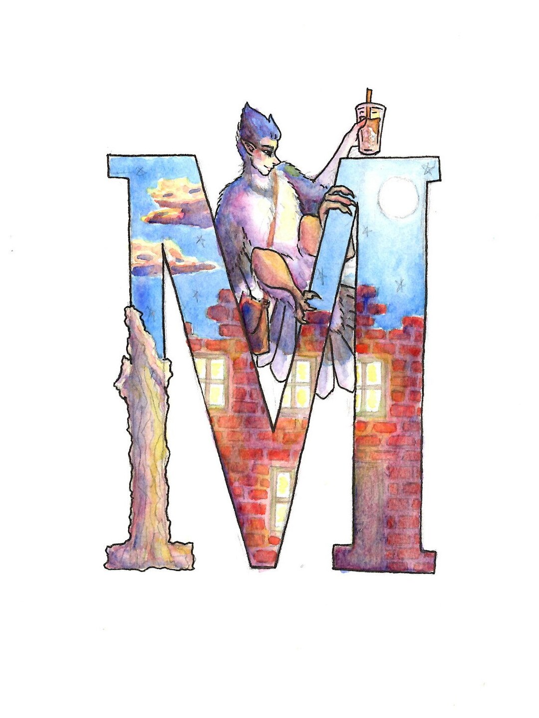 Letter M, Fantasy Alphabet Letters. Fantastical Creatures, Digital ...