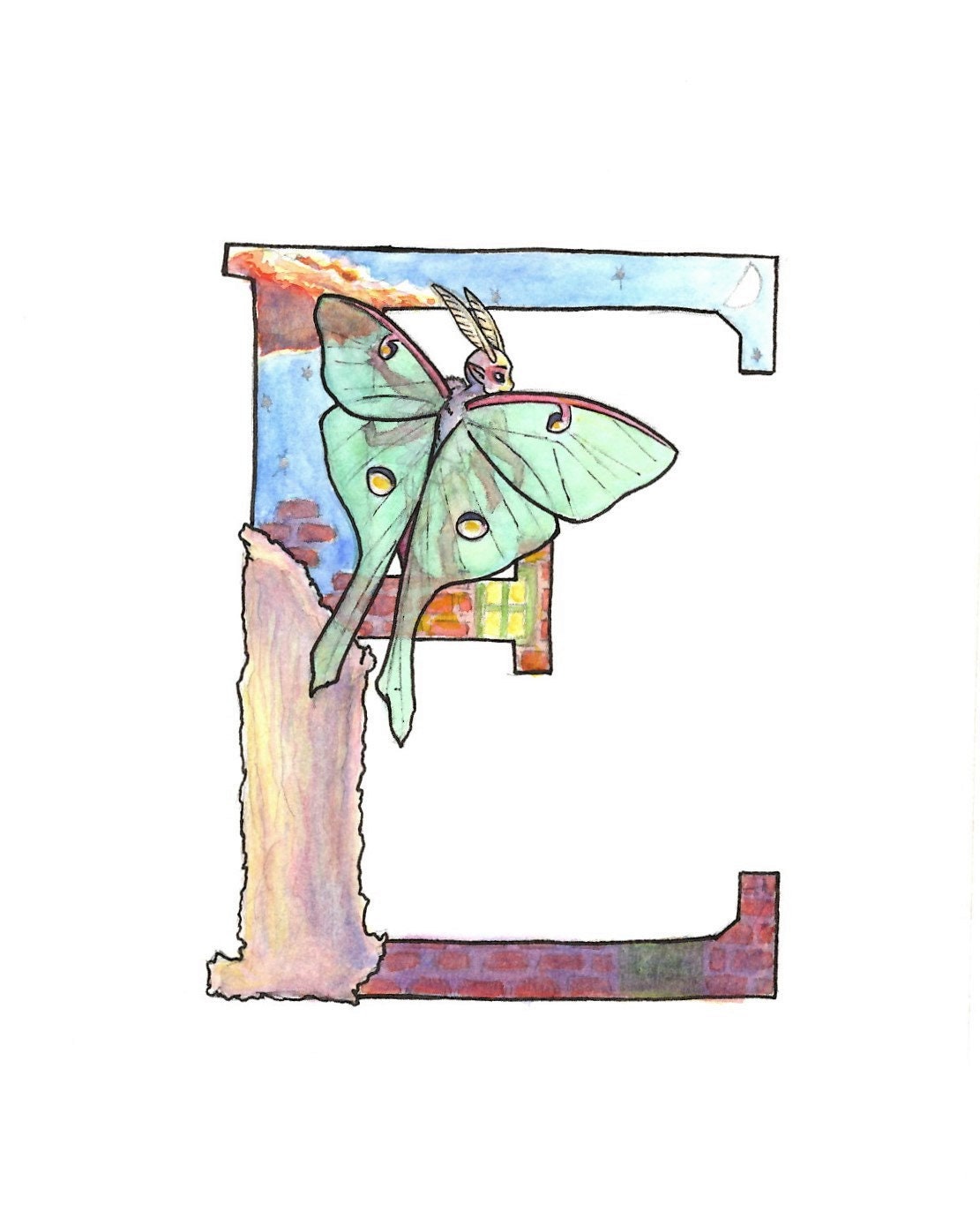 Letter E, Fantasy Alphabet Letters. Fantastical Creatures, Digital ...