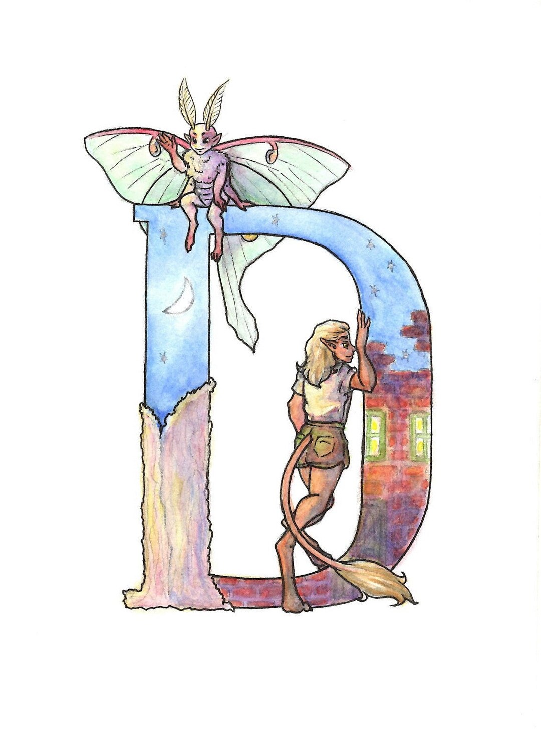 Letter D, Fantasy Alphabet Letters. Fantastical Creatures, Digital ...
