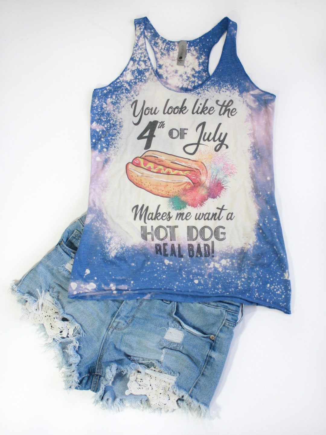 4th of July Hot Dog Tank Top - Etsy