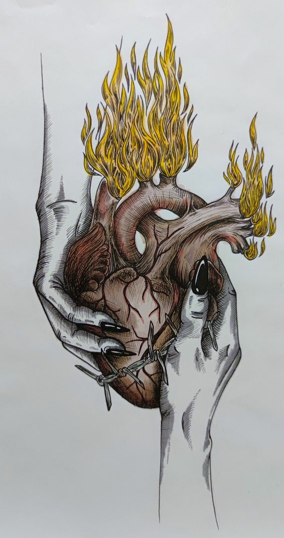 Burning Heart Drawing
