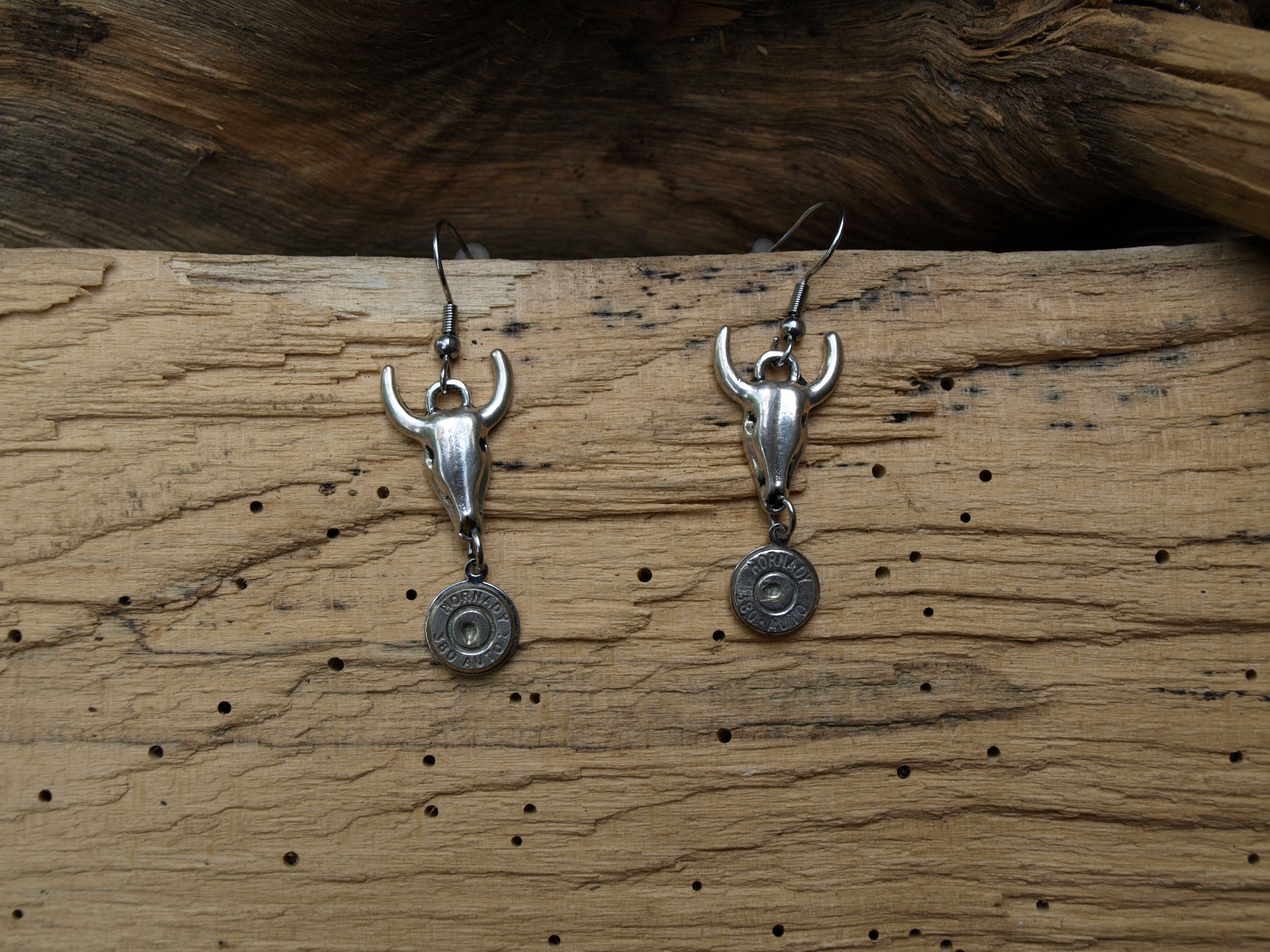 Handmade Bullet Earrings With Bull Head With 380 Caliber - Etsy