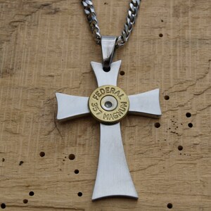 Stainless Steel Handmade Bullet Cross Necklace. Comes With Nickel or ...