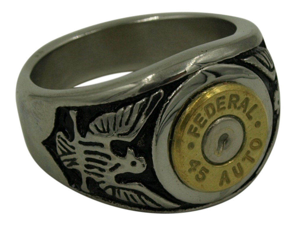 Handmade Stainless Steel brass 45 Auto Bullet Ring - Etsy