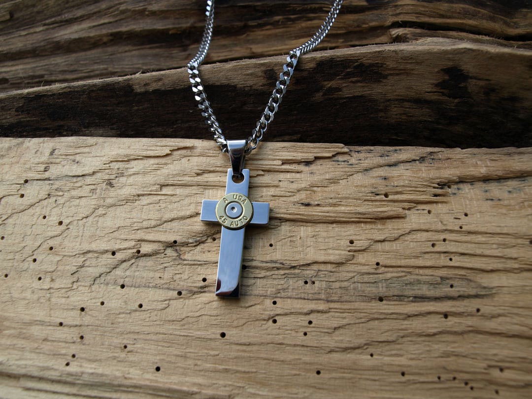 Stainless Steel Bullet Cross Necklace. Comes With Nickel or Brass ...