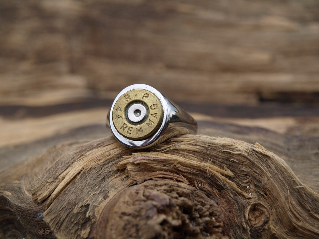 Handmade Stainless Steel Oval Top "44 Mag Bullet Ring" - Etsy