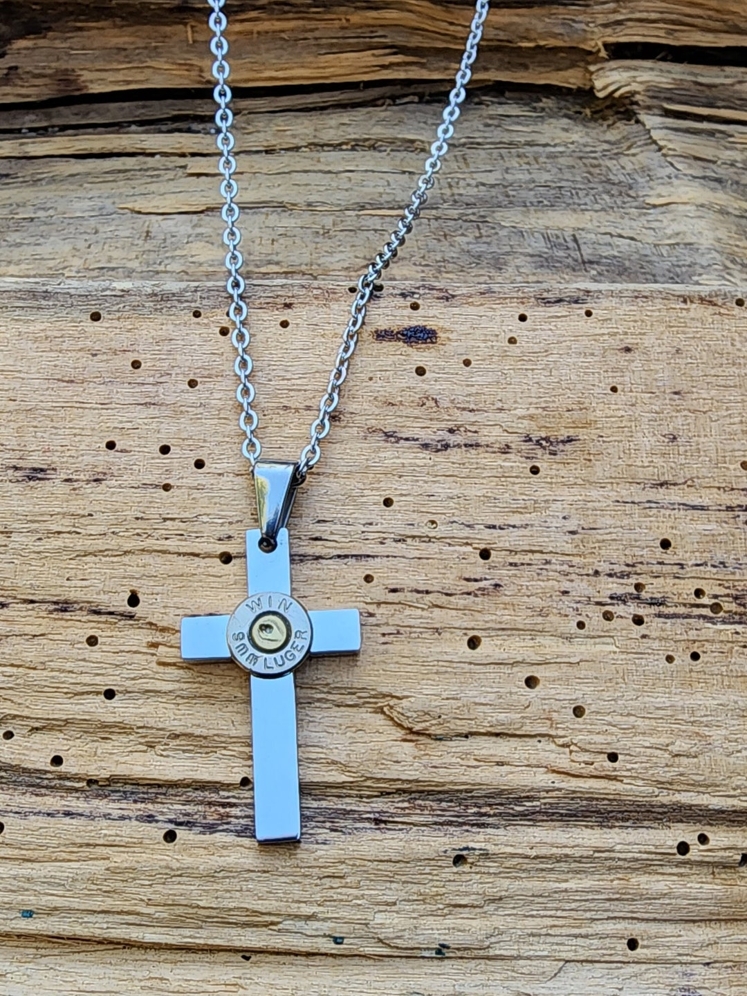 Stainless Steel Bullet Cross Necklace. Your Choice 9 Mm Bullet ...