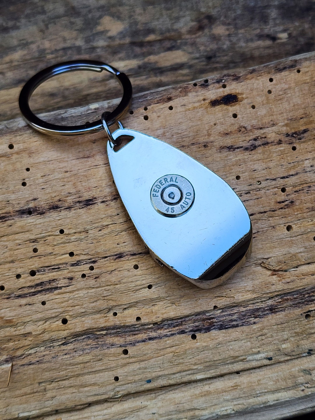 Stainless Steel BULLET Key Ring With Bottle Opener. Nickel or Brass 45 ...