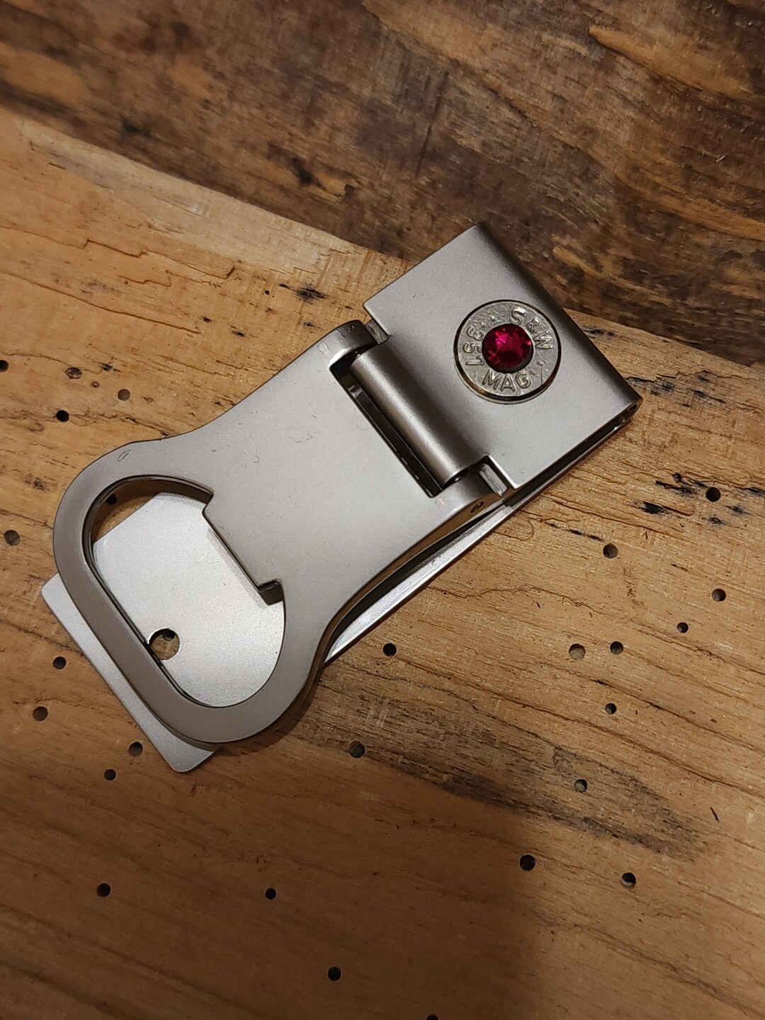 Shiny Rugged Hinged Bullet Money Clip With Bottle Opener. Brass or ...