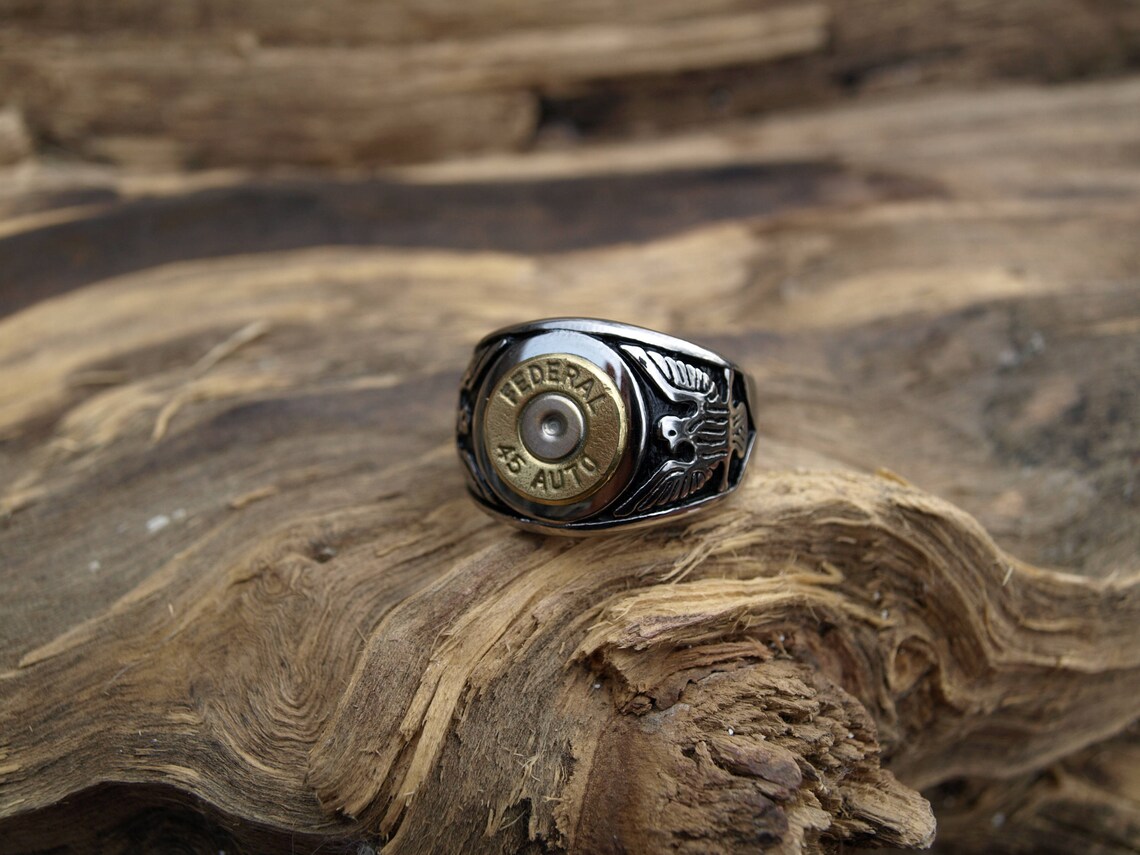 Handmade Stainless Steel brass 45 Auto Bullet Ring - Etsy