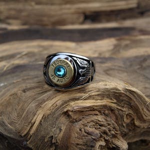 Handmade Stainless Steel "brass 45 Auto Bullet Ring" With Eagles on ...