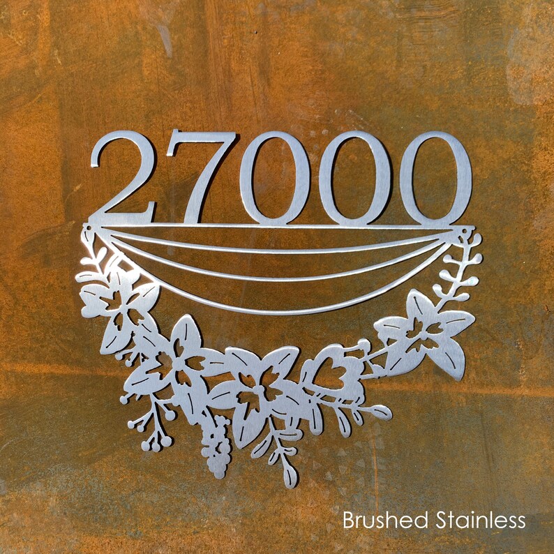 Flower Address Sign Custom Metal House Numbers Cottage | Etsy