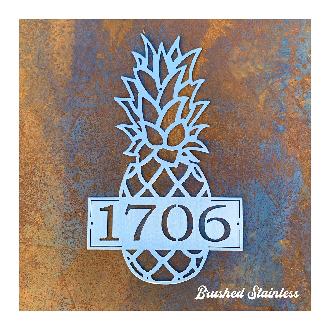 Pineapple Address Sign Metal | Modern Pineapple Address Plaque ...