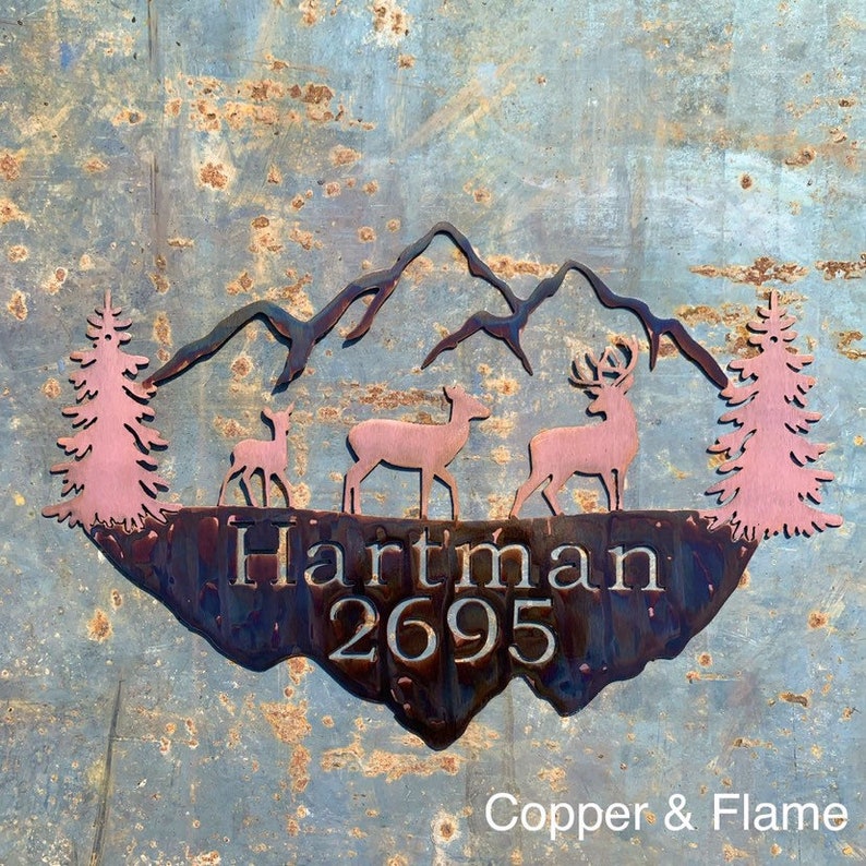 Mountain Address Sign Mountain Last Name Sign Metal House - Etsy