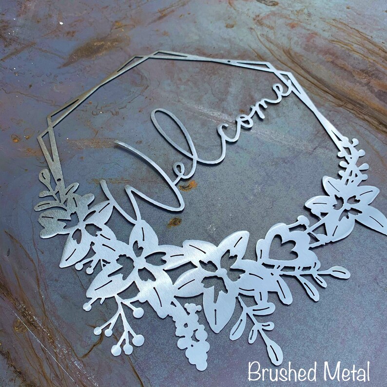 Welcome Sign Floral Welcome Wreath Metal Welcome Sign With - Etsy