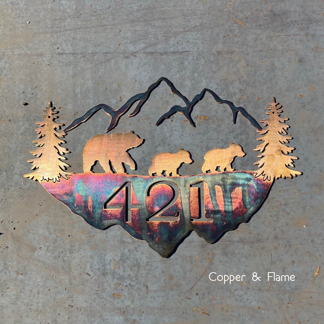 Mountain Address Sign | Mountain Last Name Sign | Metal House Numbers ...