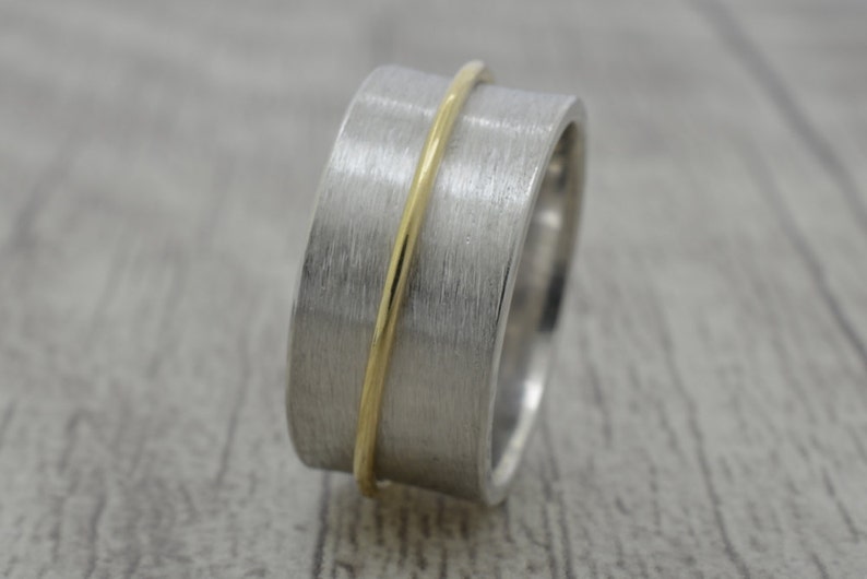 Silver Turning Ring With 333 Gold Hoop - Etsy