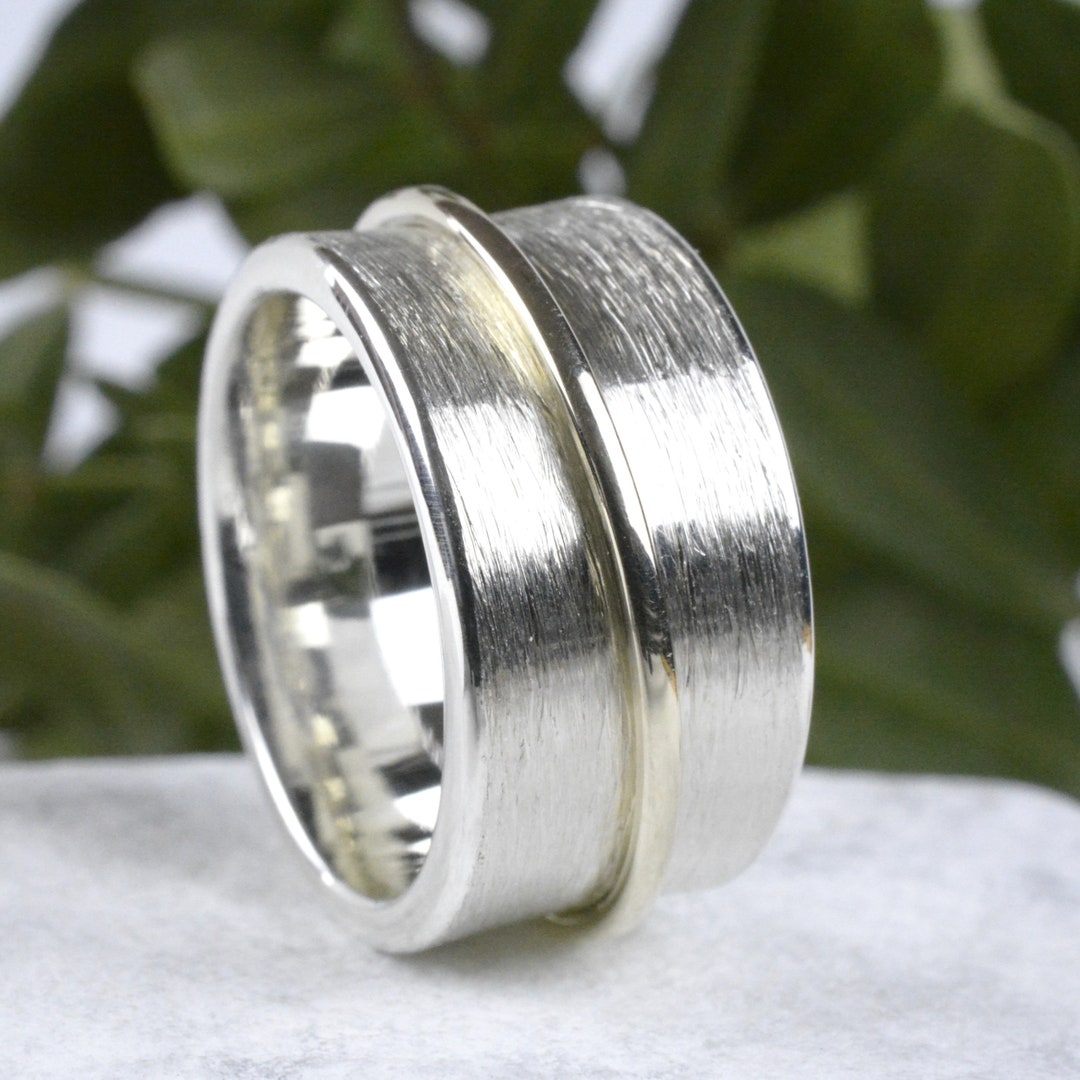 Silver Turning Ring With 333 Gold Hoop - Etsy