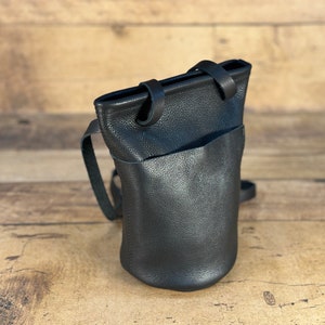 Small Black Leather Bucket Bag Shoulder or Crossbody Leather Bag - Etsy