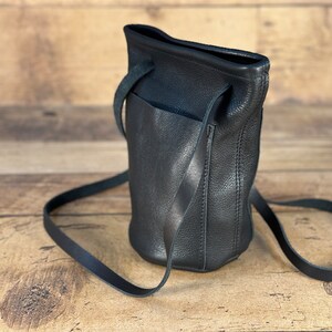 Small Black Leather Bucket Bag Shoulder or Crossbody Leather Bag - Etsy